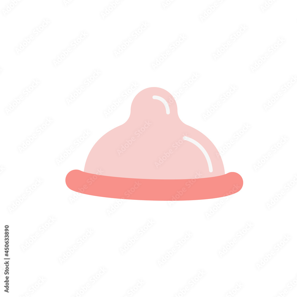 Contraceptive diaphragm or cervical cap colored flat style icons. Birth ...