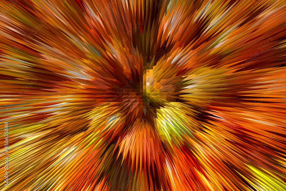 Orange abstract background. Colorful digital motion effect in pyramid ...