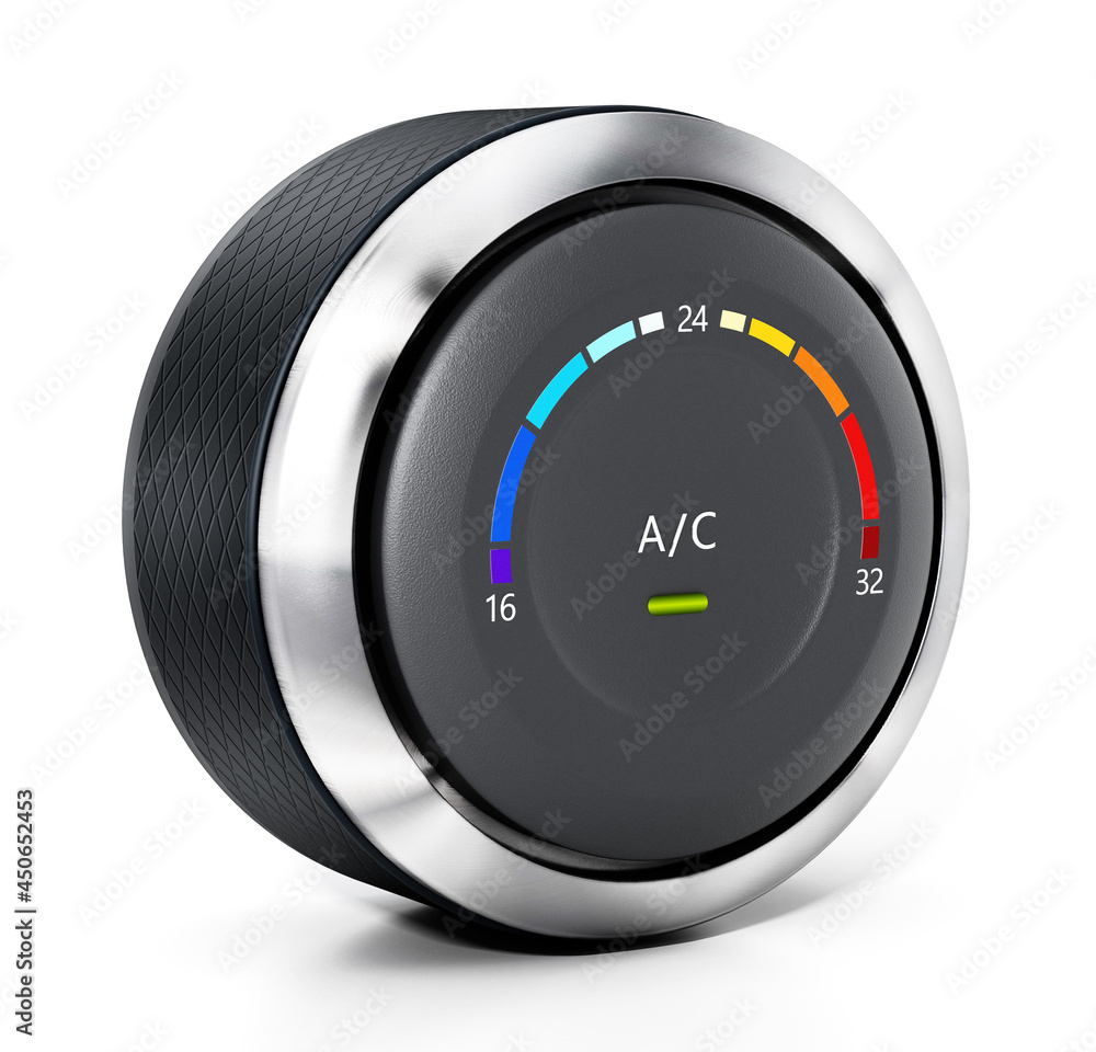 AC button of a modern car isolated on white background. 3D illustration ...
