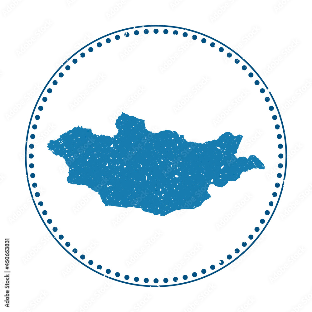 Mongolia sticker. Travel rubber stamp with map of country, vector ...