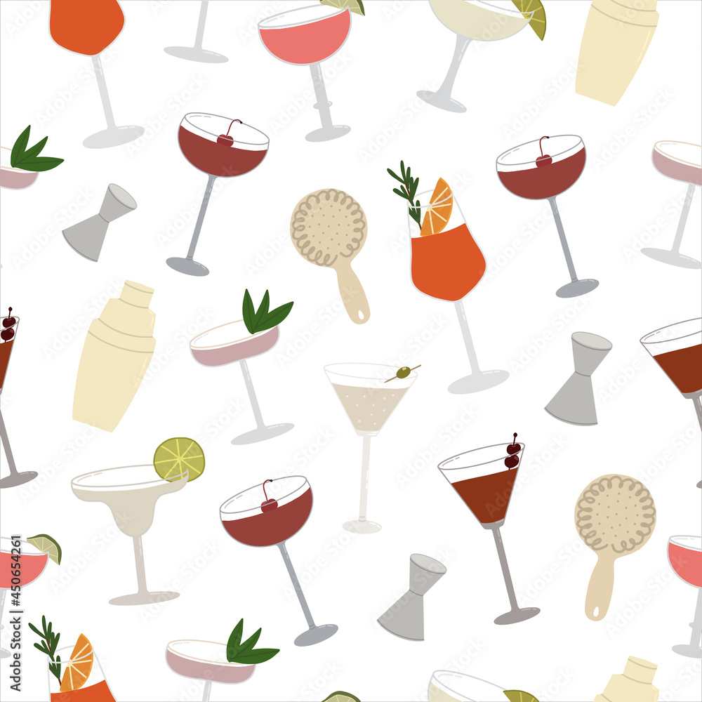 Seamless pattern with cocktails. Backgrounds and wallpapers for ...