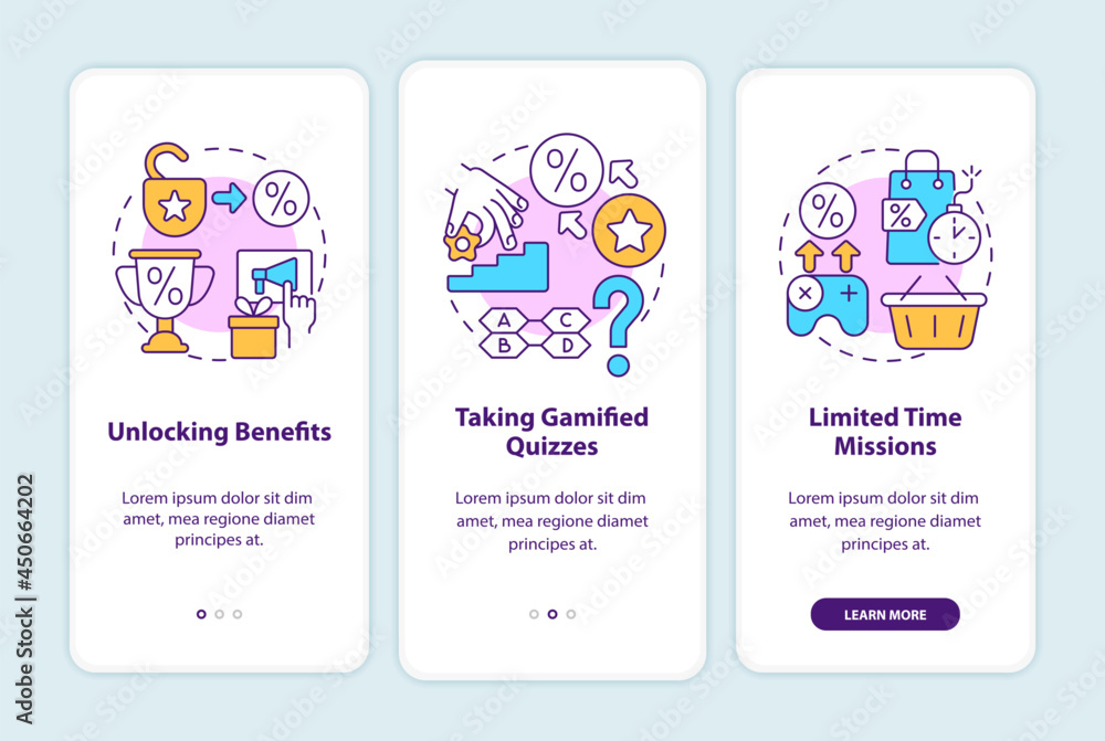 Gamified loyalty programs examples onboarding mobile app page screen ...