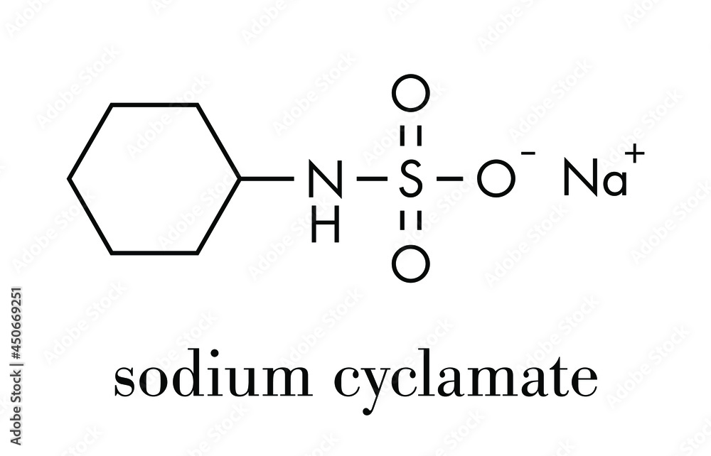 Sodium cyclamate artificial sweetener molecule. Skeletal formula. Stock ...