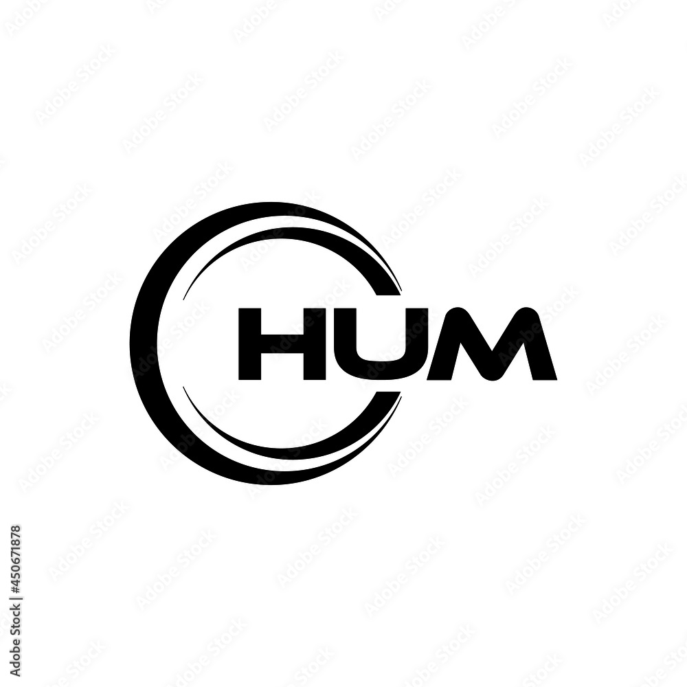 HUM letter logo design with white background in illustrator, vector ...
