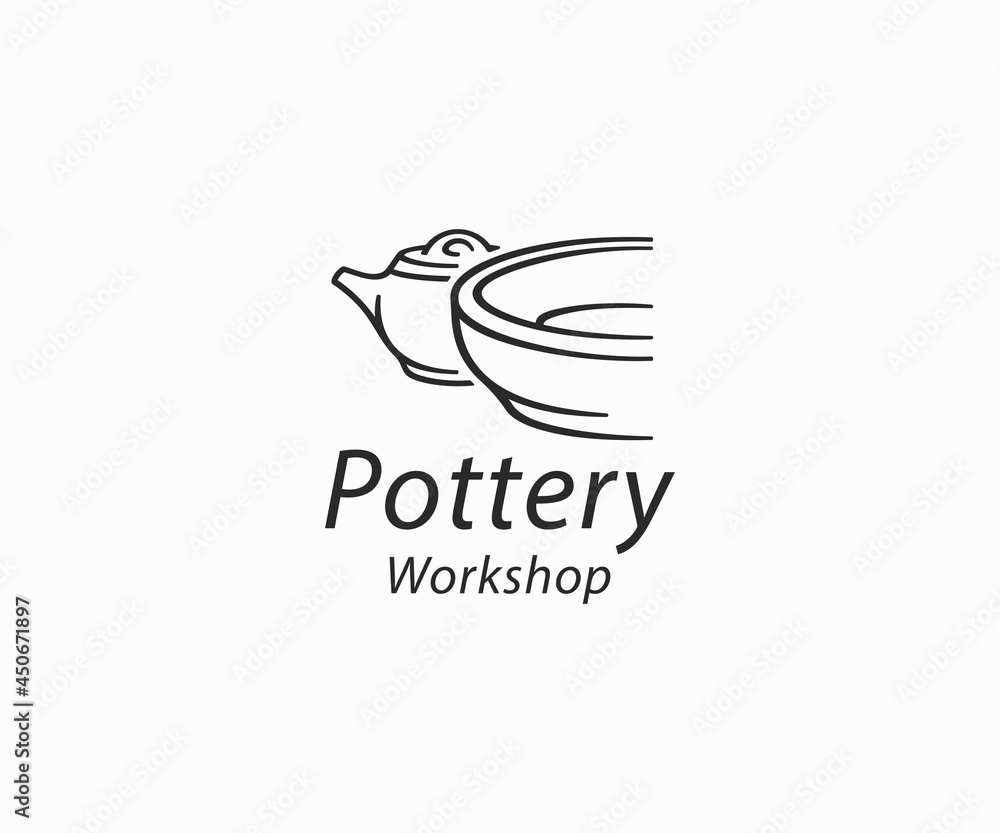 Dishes from clay logo design. Pottery kitchenware vector design ...