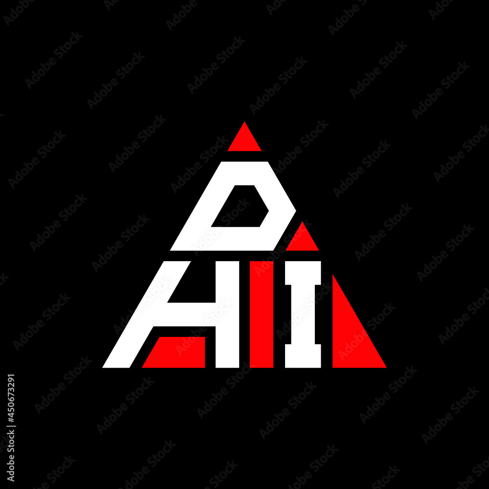DHI triangle letter logo design with triangle shape. DHI triangle logo ...