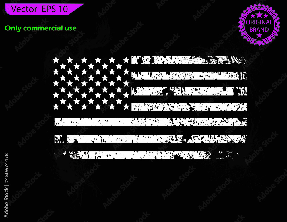 White USA Flag. Distressed American flag with splash elements, patriot ...