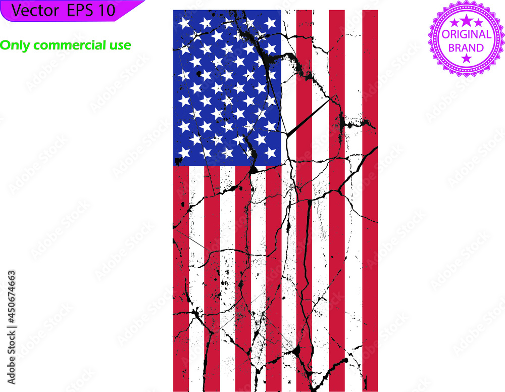 Red USA Flag. Distressed American flag with splash elements, patriot ...
