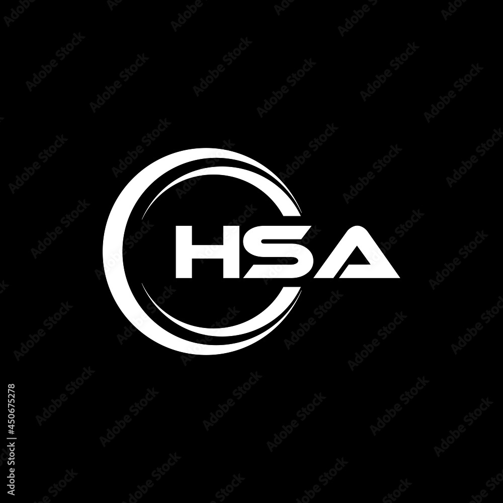 HSA letter logo design with black background in illustrator, vector ...
