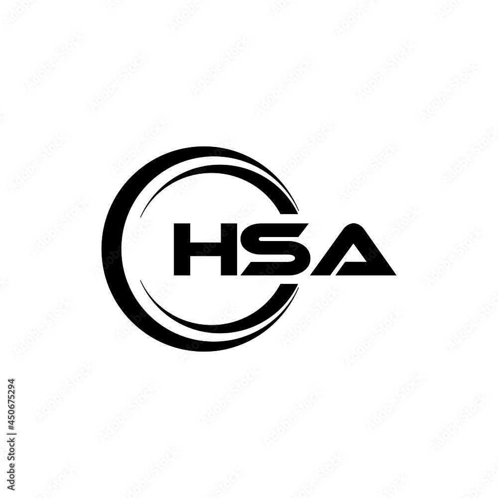 HSA letter logo design with white background in illustrator, vector ...