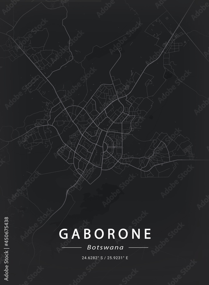 Map of Gaborone, Botswana Stock Illustration | Adobe Stock