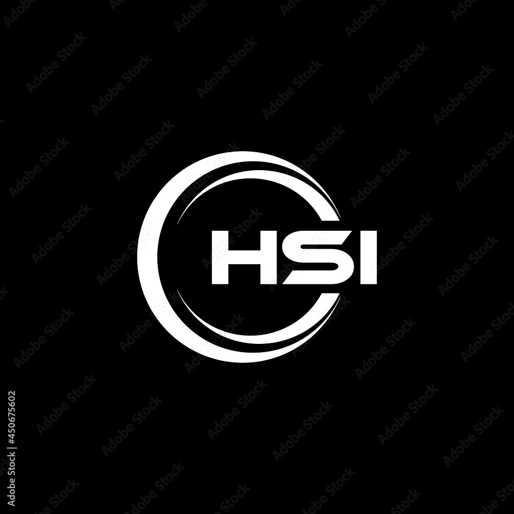 Vettoriale Stock HSI letter logo design with black background in ...