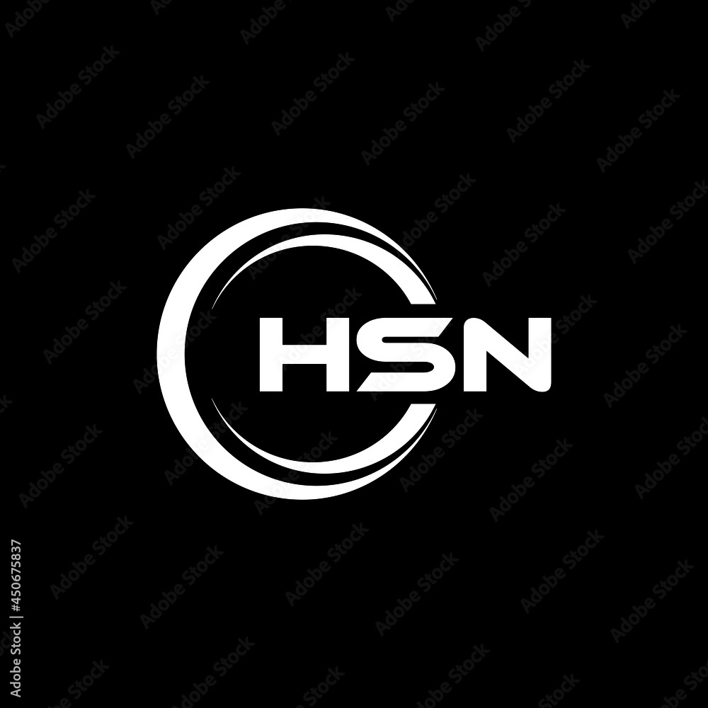 HSN letter logo design with black background in illustrator, vector ...