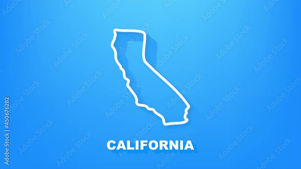 Line animated map showing the state of California from the united state ...