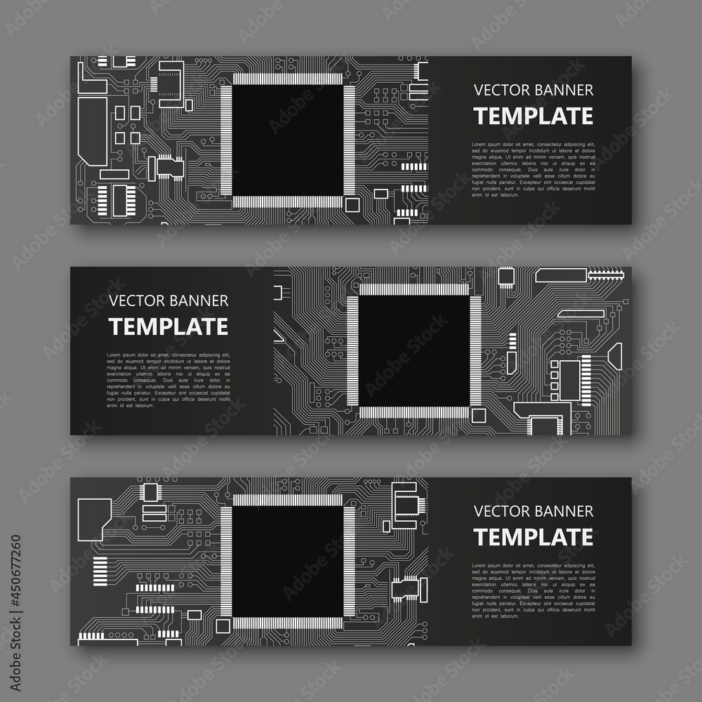 Banner microcircuit. Modern template processor design. Vector abstract ...