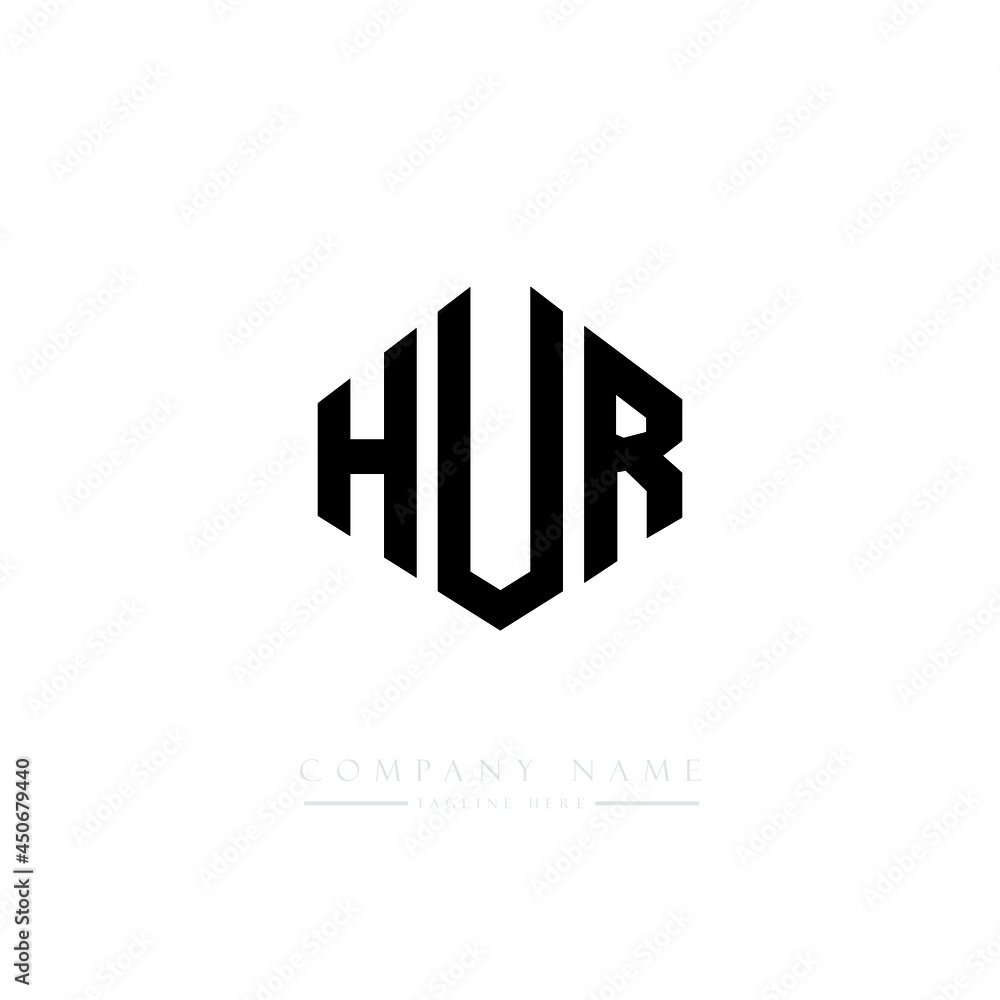 HUR letter logo design with polygon shape. HUR polygon logo monogram ...