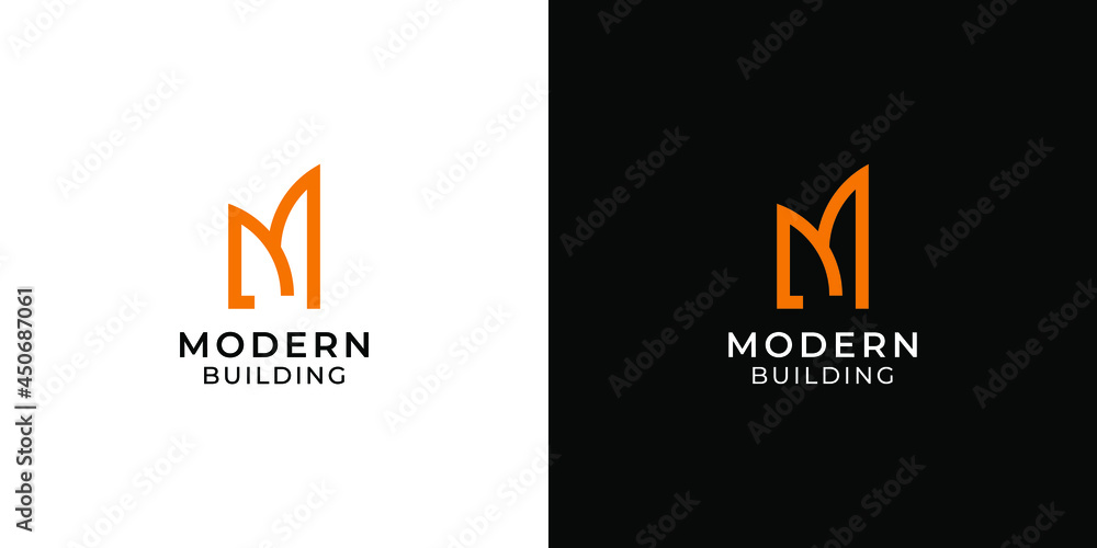 The M logo is in the shape of a modern building that is perfect for ...