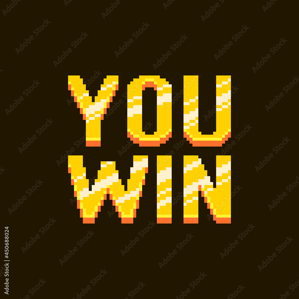 colorful simple flat pixel art illustration of cartoon golden ...