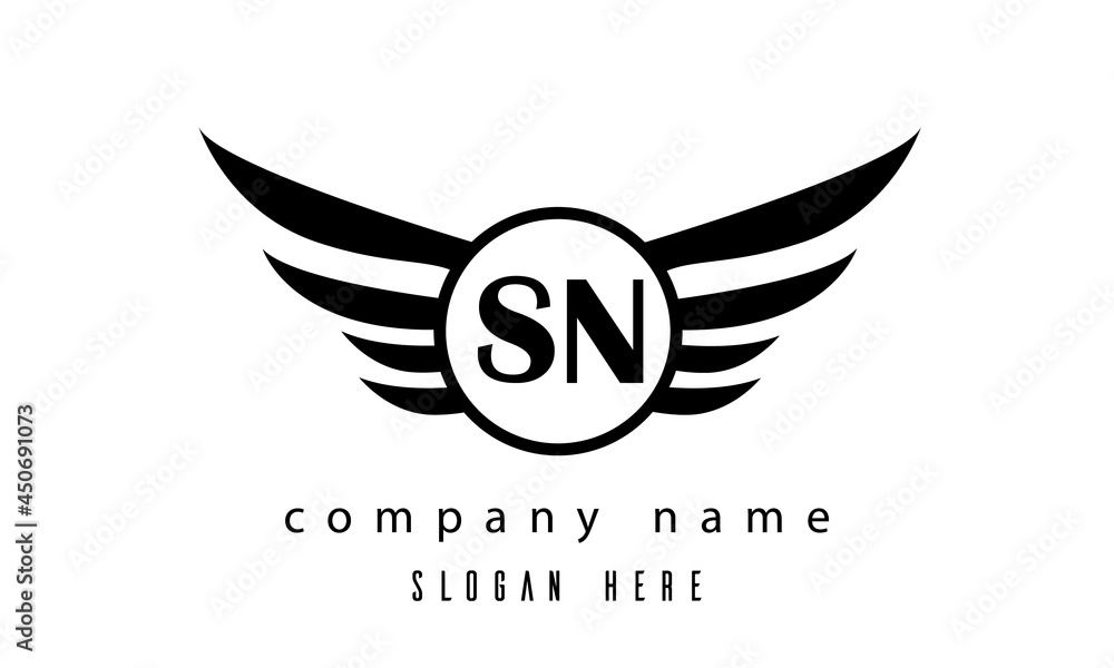 SN wings latter logo Stock Vector | Adobe Stock