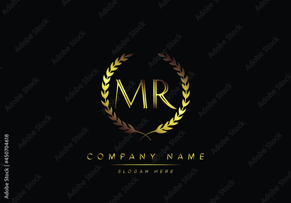 Alphabet letters MR monogram logo, gold color, luxury style Stock ...
