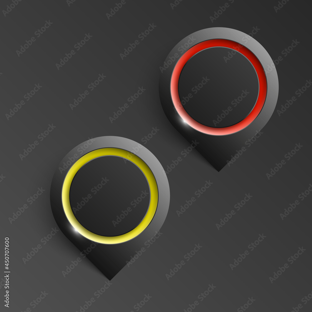 Index location on the map. Pointer position. Marker standing. Indicator ...
