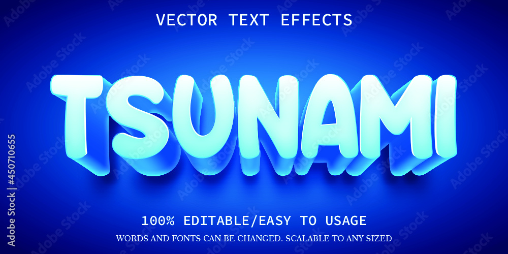 tsunami style text effect Stock Vector | Adobe Stock