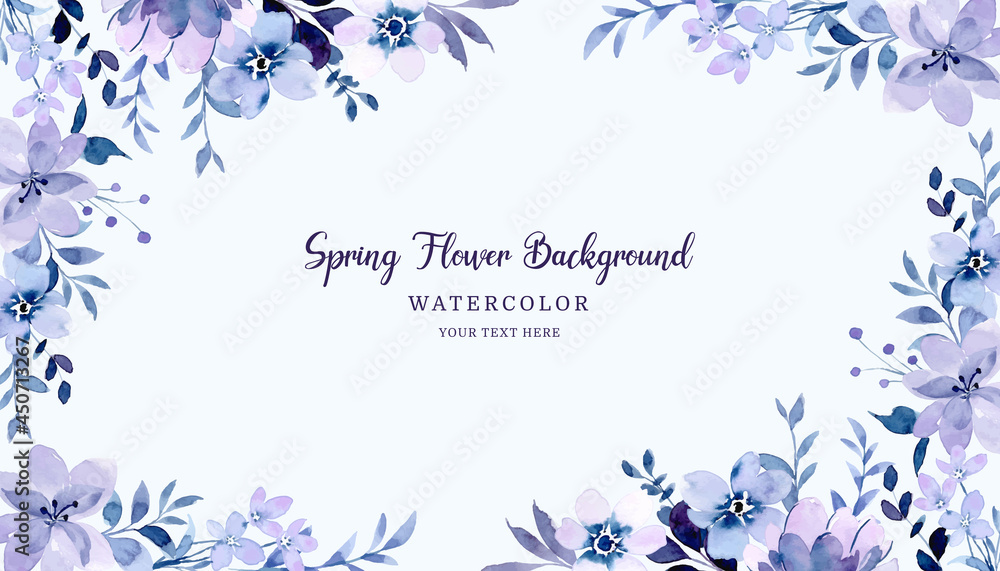 Spring purple floral background with watercolor Stock Vector | Adobe Stock