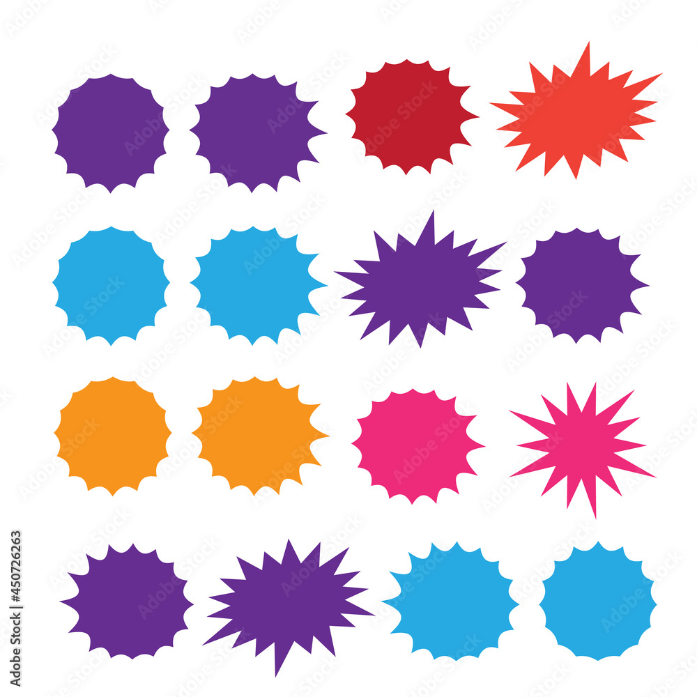 Starburst explosion comic shapes vector. Speech boom bubbles Stock ...