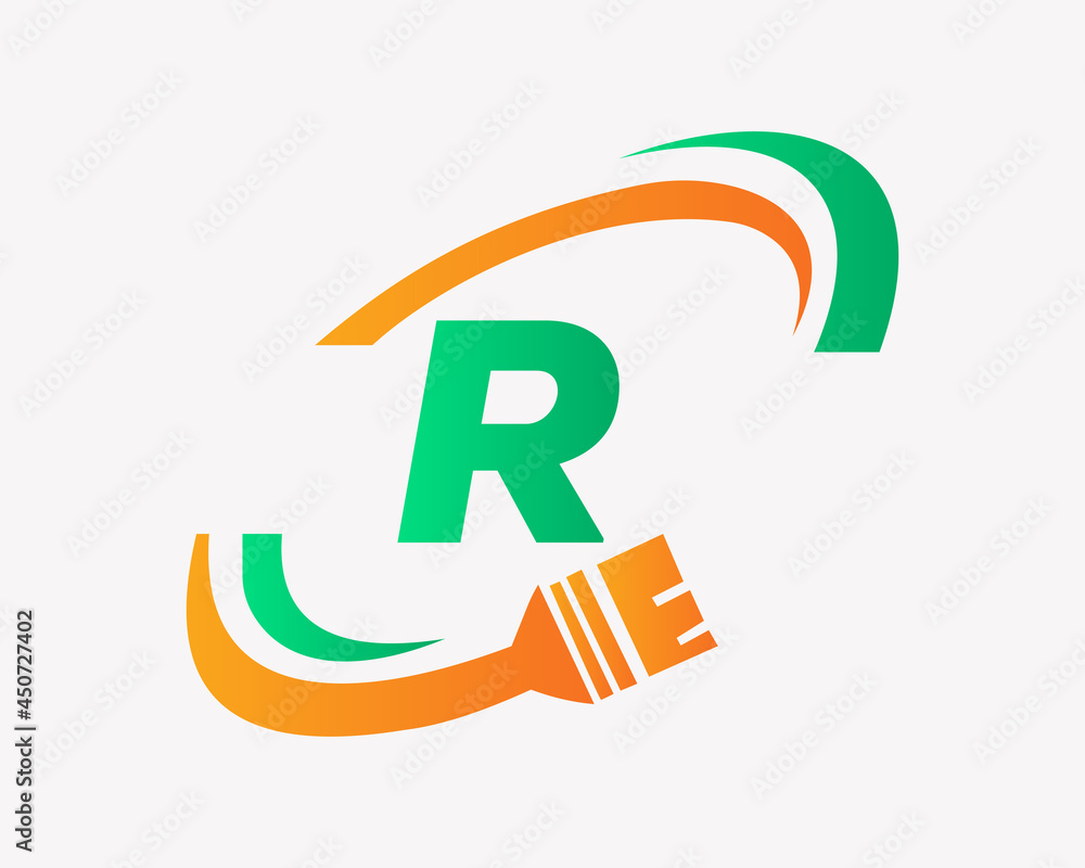 Paint logo with R letter concept. R letter House Painting Logo Design ...