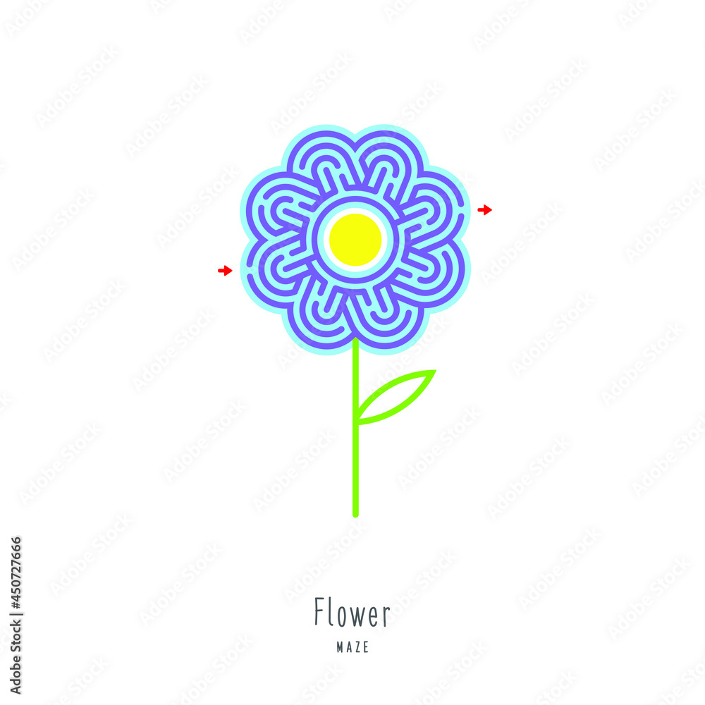 Abstract maze flower. Educational game for children, logic and thinking ...