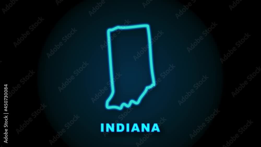 Line animated map showing the state of Indiana from the united state of ...