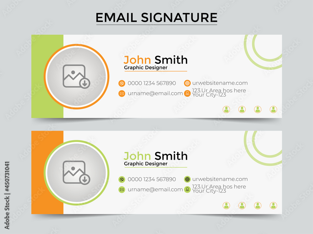 Corporate Email signature template or email footer and personal social ...