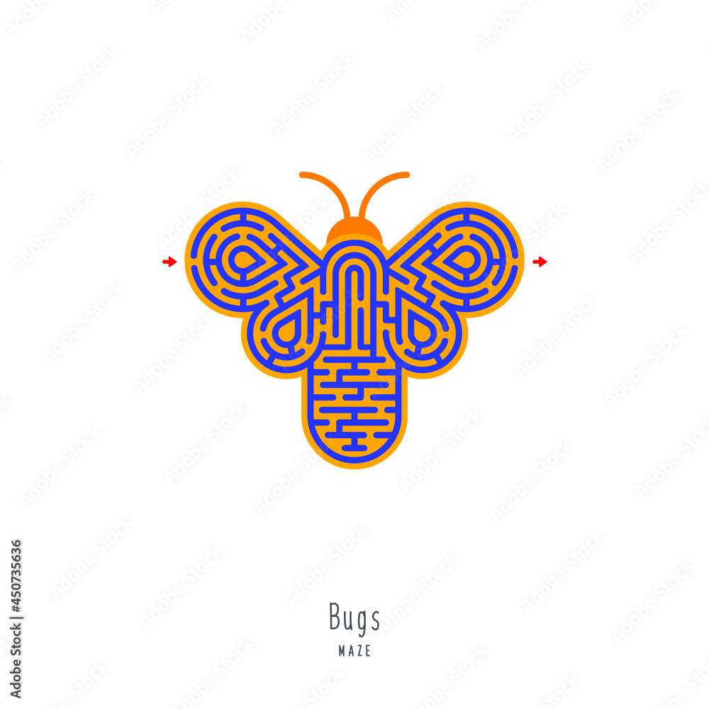 Abstract maze insect. Educational game for children, logic and thinking ...