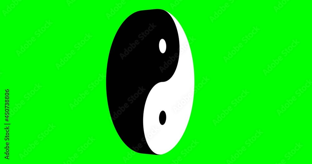 Animation of Rotating Yin Yang Symbol Seamless Loop on Green Screen 4k ...