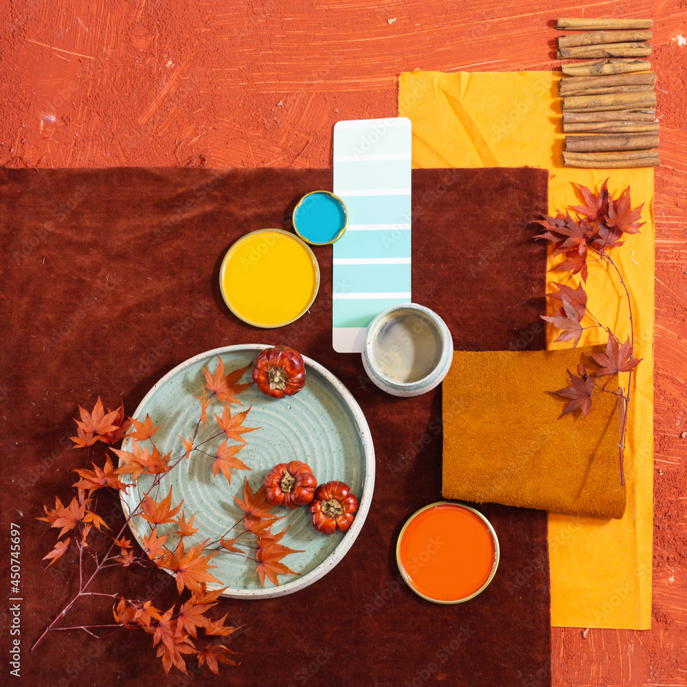 color palette mood board for interior design and decor Stock Photo ...