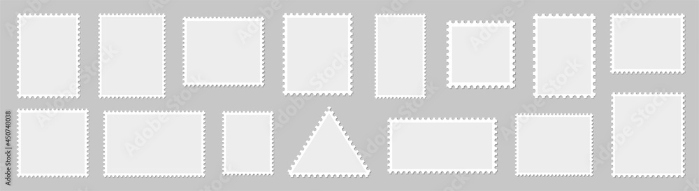 Postage stamp borders set vector illustration Stock Vector | Adobe Stock