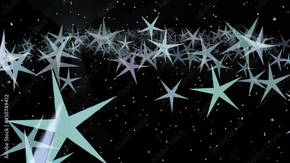 Abstract parade of rotating and moving stars in the endless galactic ...