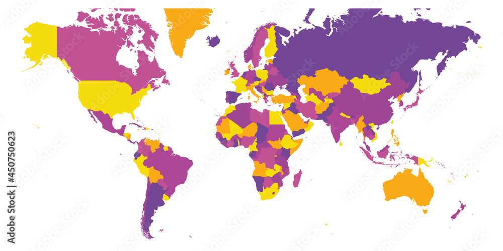 Map of World. Mercator projection. High detailed political map of ...