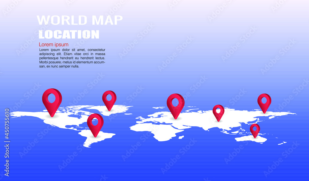 World map location. Vector illustration. Stock Vector | Adobe Stock
