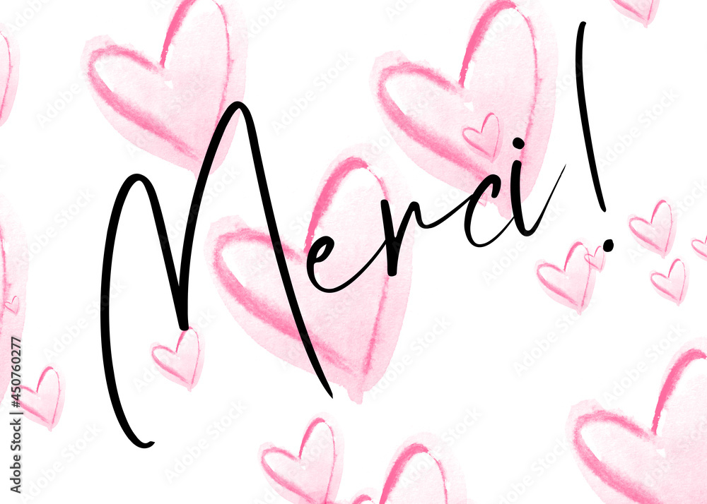 Merci Greeting Card. Hand Written Lettering for Title, Heading, Photo ...