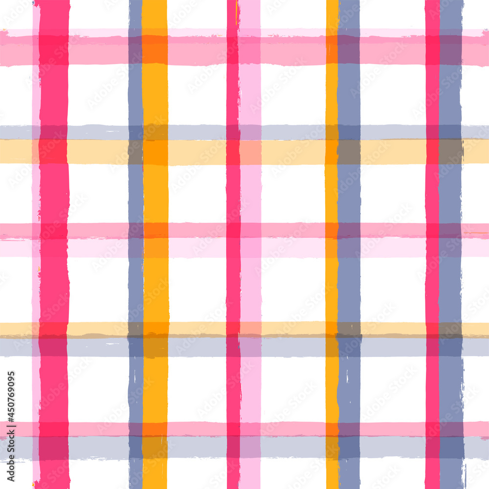 Seamless check Pattern, Hand drawn gingham vector background. tartan ...