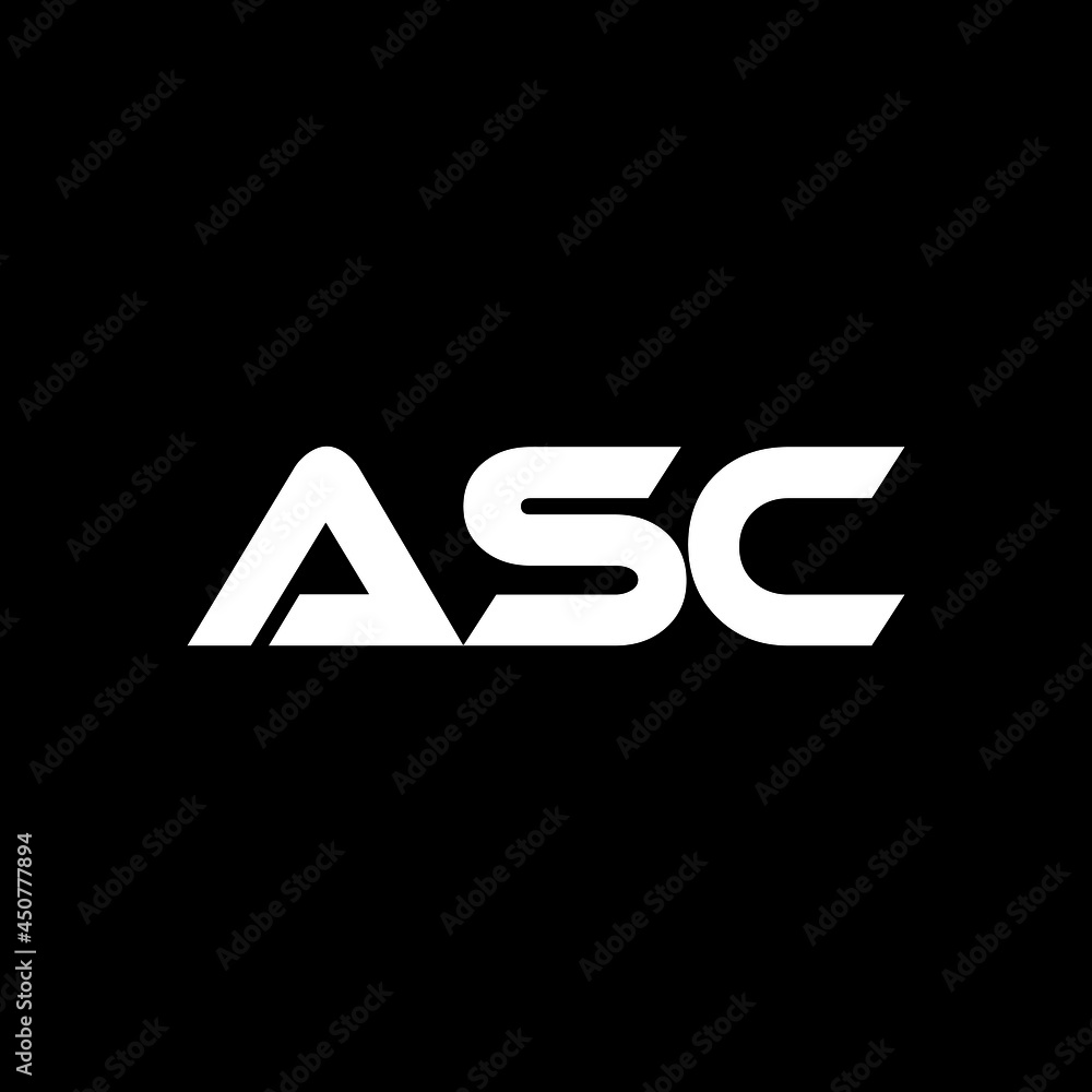 ASC letter logo design with black background in illustrator, vector ...