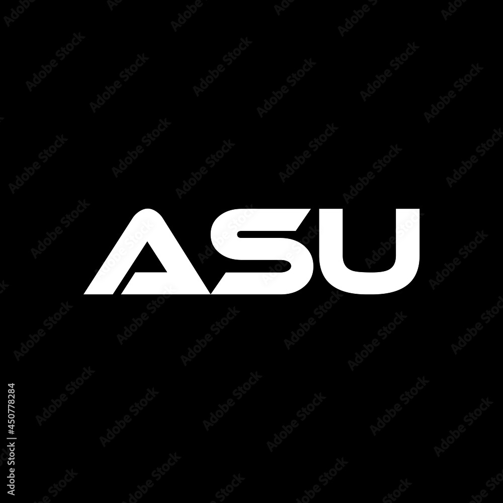ASU letter logo design with black background in illustrator, vector ...