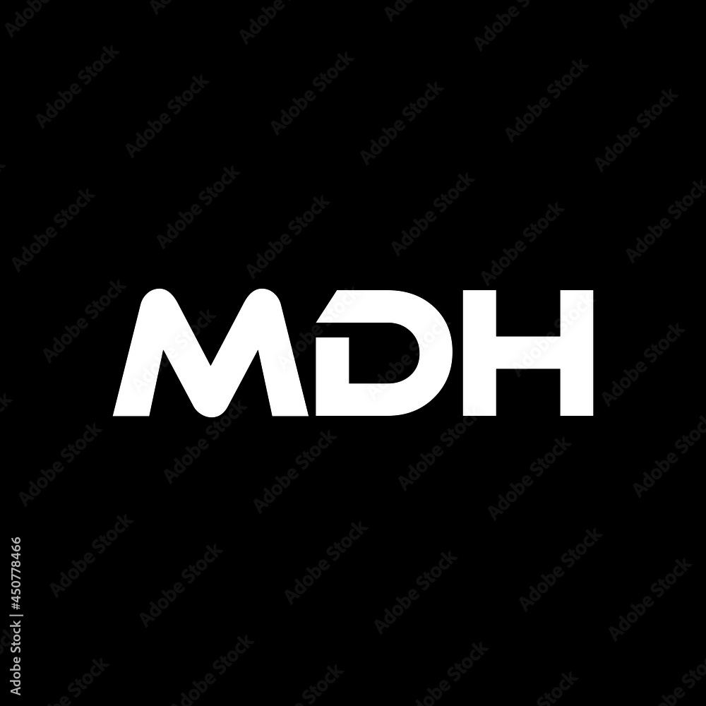 MDH letter logo design with black background in illustrator, vector ...