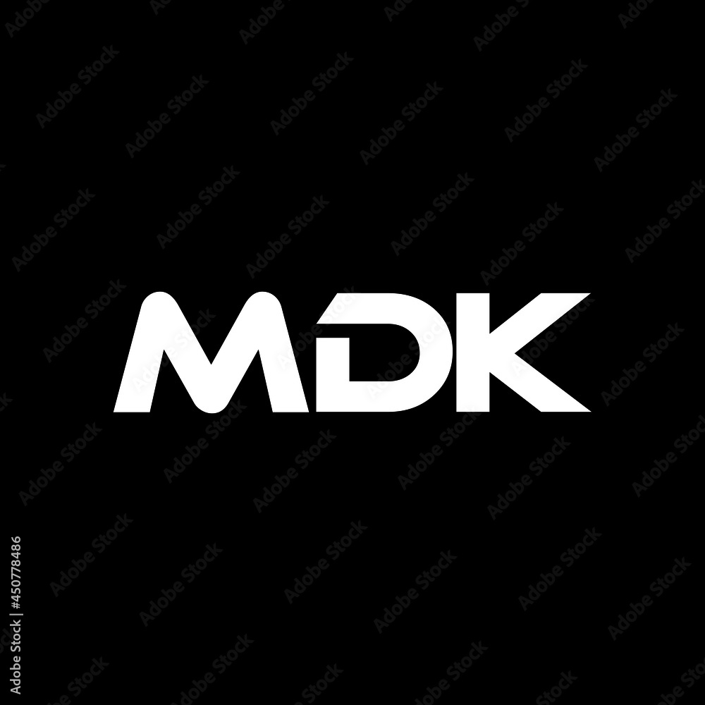 MDK letter logo design with black background in illustrator, vector logo modern alphabet font ...