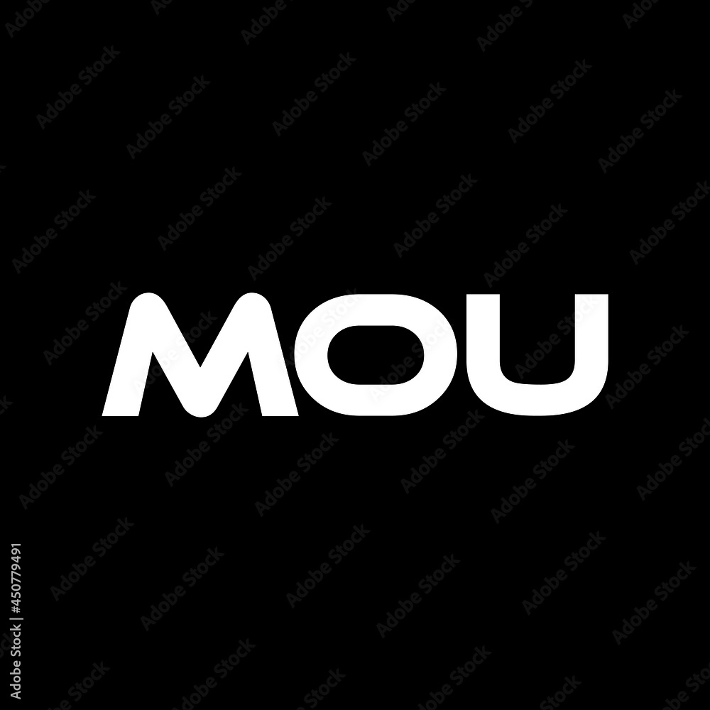 MOU letter logo design with black background in illustrator, vector ...