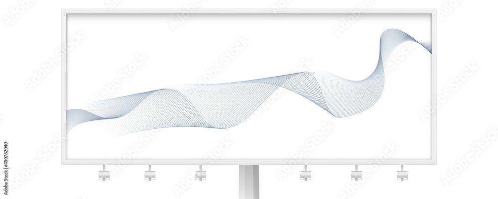 Billboard with waving lines. Isolated on white background. Smoke effect ...