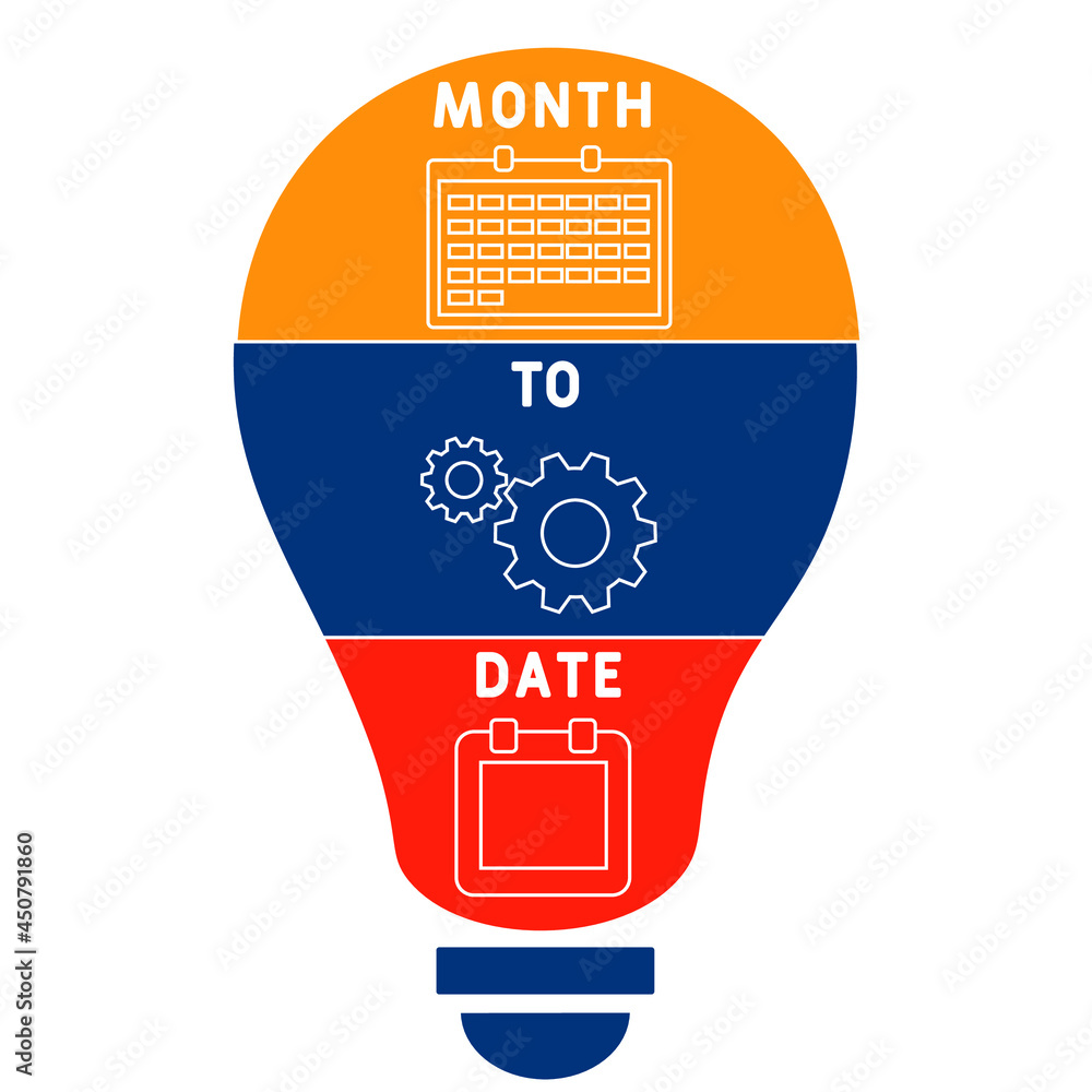 MTD - Month To Date acronym. business concept background. vector ...