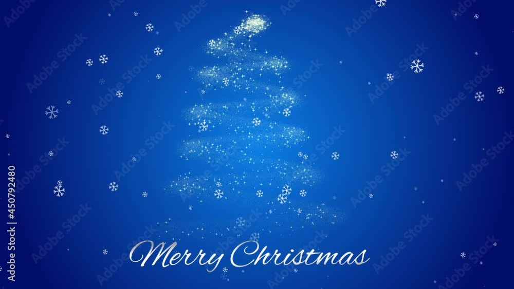 Glowing blue Christmas tree animation with light and particles. Stock ...