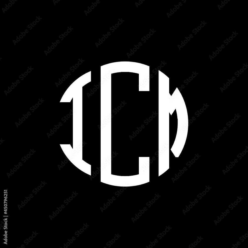 ICM letter logo design. ICM modern letter logo with black background ...